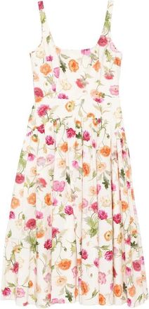 Carolina Herrera Femme, Robes, Blanc, Taille: 34 FR Robe Midi Sans Manches &agrave; Encolure D&eacute;gag&eacute;e et Taille Basse