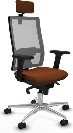 Piqueras y Crespo Stuhl mit Rollen f&uuml;r PC Horna mit 2D-Armen, h&ouml;henverstellbare Lendenwirbelst&uuml;tze und h&ouml;henverstellbares Kopfteil und Neigung, Grau/Braun