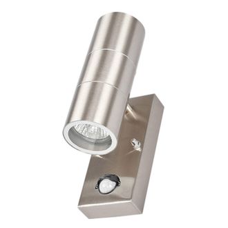 Lindby Wandleuchte au&szlig;en Eyrin mit Bewegungsmelder (spritzwassergesch&uuml;tzt (Modern) in Alu aus Edelstahl (2 flammig, GU10) - Wandlampe f&uuml;r Au&szlig;enwand/Hauswand 