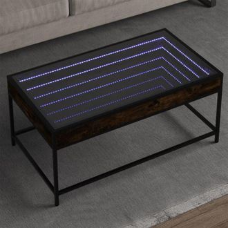 vidaXL vidaXL Couchtisch mit Infinity-LED R&auml;uchereiche 90x50x41 cm