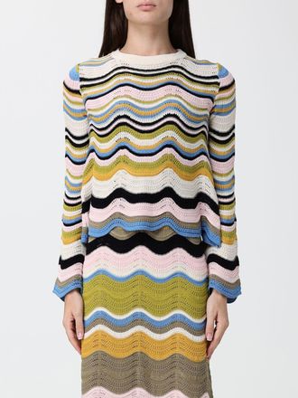 La DoubleJ Pull ras-du-cou en coton crochet&eacute; &agrave; imprim&eacute; vagues
