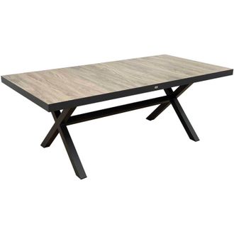 Oviala Table de jardin L201 cm aluminium et c&eacute;ramique 8 personnes anthracite - Tivoli
