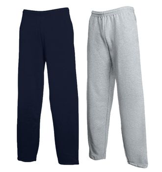 Fruit Of The Loom Classic Jog Pants Herren Jogginghose mit offenem oder elastischem Beinabschluss, Größe:3XL, Farbe: 1x Grau + 1x Deep Navy + 1 HL Kauf Notizblock