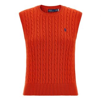 Polo Ralph Lauren Femme, Pulls, Orange, Taille: 42 FR Pure Cotton Waistcoat