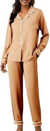Generic Ensembles De Pyjama Femme Manches Longues Col en V Boutonn&eacute; Grande Taille Imprim&eacute; &agrave; Pois Coton Pyjama Pantalon Automne Et Hiver Respirant Doux V&ecirc;Temen