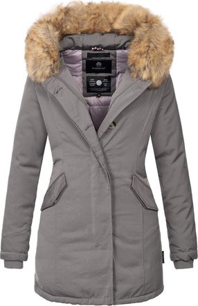 Marikoo Damen Winter Jacke Parka Mantel Winterjacke warm gef&uuml;ttert B362 [B362-Karmaa-Grau-Gr.XS]