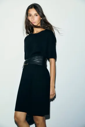 Gerard Darel Robe courte et droite en maille milano - CLO - Noir