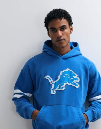 Abercrombie & Fitch NFL Lions Grafik-Kapuzenpullover in Blau