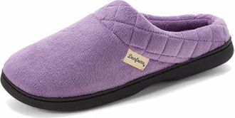 Dearfoams Femme Indoor/Outdoor Memory Foam Darcy Microfiber Velour Clog, Wide Widths Chausson, Violet fum&eacute;, Medium