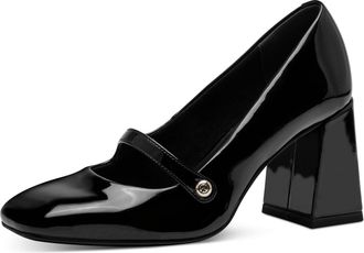 Tamaris Damen Pumps mit Riemchen Vegan Blockabsatz; Black/schwarz; 37