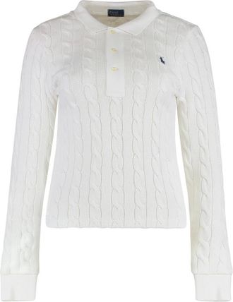 Polo Ralph Lauren Femme, Pulls, Blanc, Taille: 38 FR Cable Knit Polo