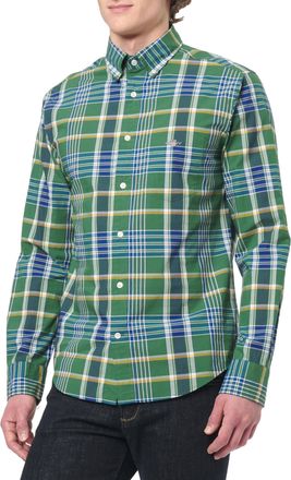 GANT Herren REG Classic POPLIN Check Hemd, Gr&uuml;n, M