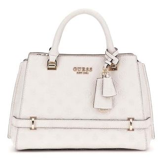 Guess Zarela Luxury Satchel Creme White Logo