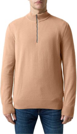 HUGO BOSS Ebrando-P Pullover f&uuml;r Herren, mit halbem Rei&szlig;verschluss, Jerseyware (Mittelbeige)