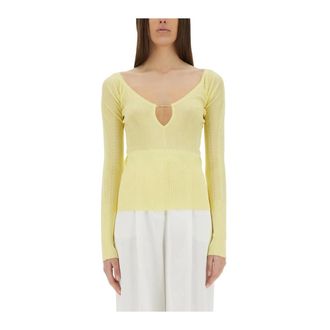 Jacquemus Femme, Pulls, Jaune, Taille: 38 FR Pral&ugrave; Ribbed Knit Cutout Top
