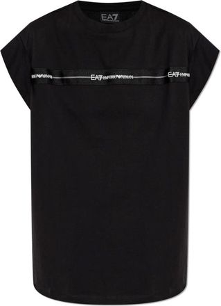 Emporio Armani Emporio Armani Ea7, Femme, Tops, Noir, Taille: 44 FR Logo Series Cotton Jersey T-Shirt