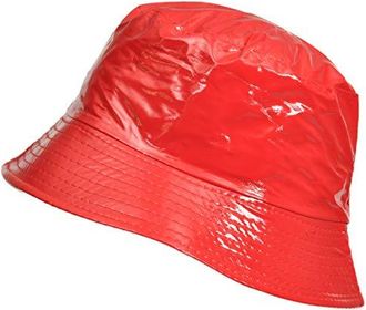 Toutacoo Chapeau de Pluie, Bob de Pluie Vinyle Imperméable Uni Aspect ciré (11- Uni Rouge)