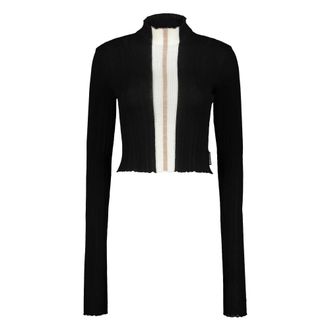 Palm Angels Geripptes Strick-Crop-Top mit Stehkragen - - Tops - Damen - Schwarzk - XL