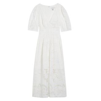 Ted Baker Wei&szlig;es Midikleid Von Ted Baker Agnel Mit Spitze Und Puff&auml;rmeln