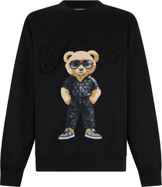 Philipp Plein Homme, Sweatshirts et sweats &agrave; capuche, Noir, Taille: M SweaT-shirt Col Rond Teddy