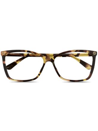 Gucci lunettes de vue à monture carrée - Marron
