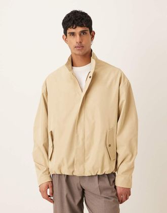 Asos Veste oversize &agrave; col chemin&eacute;e - Taupe-Neutre
