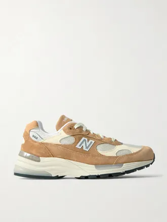 New Balance Baskets En Daim, Cuir Et Résille 992 Core - Marron