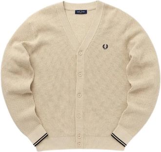 Fred Perry Homme, Pulls, Beige, Taille: XL Waffle Stitch Cardigan
