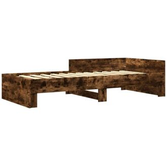 vidaXL Cadre de lit sans matelas ch&ecirc;ne fum&eacute; 100x200 cm bois ing&eacute;nierie Vidaxl