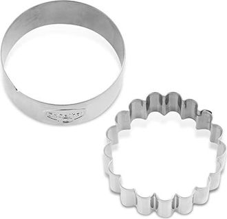 Dr. Oetker Plätzchen Ausstecher Rund & Gewellt 2er Set - Ausstechformen White Christmas Baking - Plätzchenausstecher aus rostfreiem Edelstahl zu Weihnachten