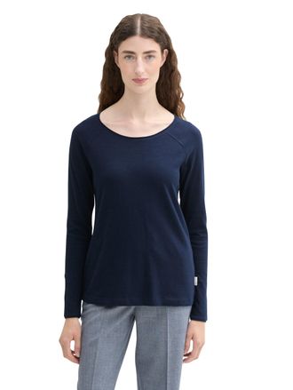 Tom Tailor Damen 1043134 Basic Longsleeve mit Raglan-Ärmeln, 10668-Sky Captain Blue, XXL