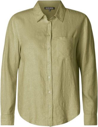 Base Level Curvy Langarmbluse Yaella mit Knopfleiste und aus Leinen