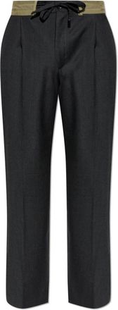 Dolce & Gabbana Homme, Pantalons, Noir, Taille: L Pantalon en laine avec cordon de serrage &agrave; la taille