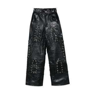 Who Decides War by Ev Bravado Schwarzer Vorderknopf Rei&szlig;verschluss G&uuml;rtelschlaufen - - Trousers - Damen - Schwarzk - W28