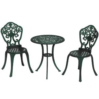 No Brand Ensemble bistro de jardin en aluminium, salon de jardin 3 pi&egrave;ces, 2 chaises + table ronde imitation fer forg&eacute;