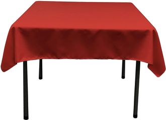 LA Linen Quadratische Tischdecke aus Polyester/Popeline, Polyester, rot, 132 x 132 x 0.04 cm