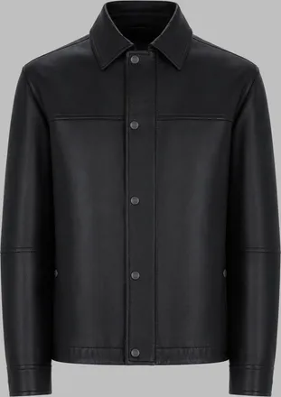 HUGO BOSS Mens Leather Jacket Joban Black Sheep