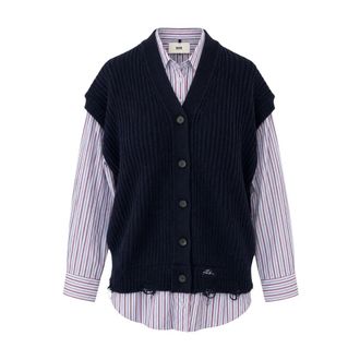 SOLOTRE V-Ausschnitt Strickware - - Knitwear - Damen - Blau - M