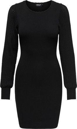 Only Damen ONLANNELINA LS O-Neck Dress KNT Kleid, Black, L