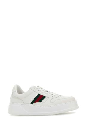 Gucci Mens White Leather Sneakers Calf Skin