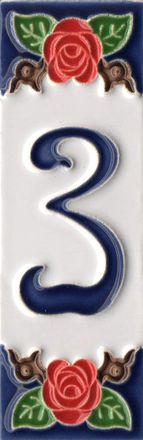 Generic Hausnummern und Buchstaben aus Keramik, handgefertigt, italienische rote Rose, 3 St&uuml;ck