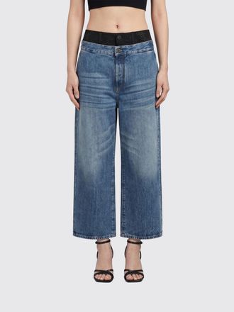 The Attico Jean large court taille haute avec strass et design double &eacute;paisseur