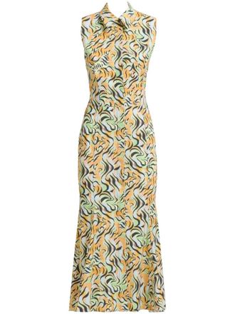 Marni robe-chemise &agrave; fleurs - Orange