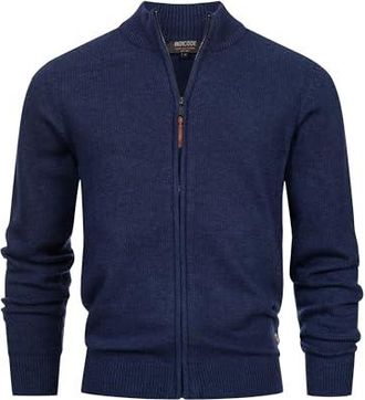 Indicode Cardigan INMargous pour homme avec fermeture &eacute;clair et col montant | Cardigan en tricot fin pour homme, Sky Captain, L