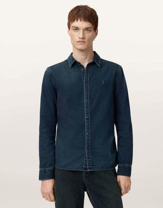 AllSaints Gleason - Chemise &agrave; manches longues - Bleu diaphane