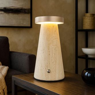 Globo Lighting Lampe de table LED Batterie Lampe de table Touchdimmer Lampe de chevet Pierre, CCT, m&eacute;tal, 1,2W 138Lm blanc chaud/froid, DxH 9x16 cm