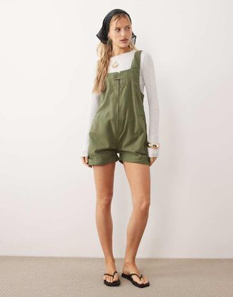 Free People Jude - Chuck On-Playsuit in Khaki-Gr&uuml;n