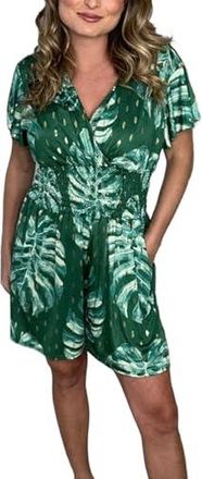 Generic Barboteuse pour femmes 2026 combinaison d&eacute;t&eacute; boh&egrave;me short combinaison short combinaisons avec manches petite grenouill&egrave;re d&eacute;t&eacute; col en V combinaison to