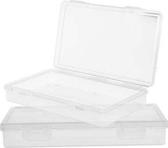 BESTONZON 2 St&uuml;ck Transparente Aufbewahrungsboxen aus Langlebigem PP Kunststoff mit Deckel Kompakte Fotoboxen und Kartenaufbewahrung f&uuml;r Schreibtisch und Schubl