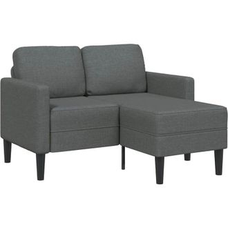 vidaXL Vidaxl - Canap&eacute; 2 places avec m&eacute;ridienne en l gris fonc&eacute; 125 cm tissu